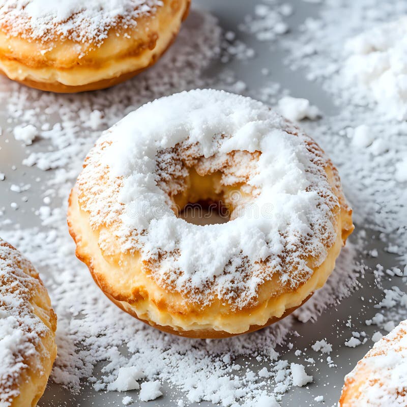 Delicious Powdered Sugar Donut Dusted with a Light Coating of Sweet ...