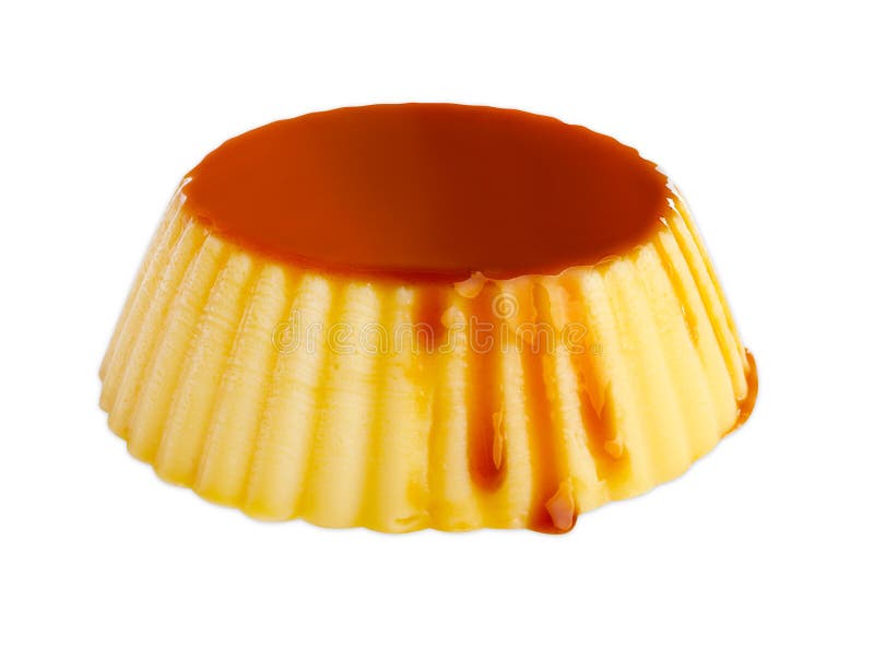 Delicious Pudding with Caramel Isolated on White Stock Image - Image of ...