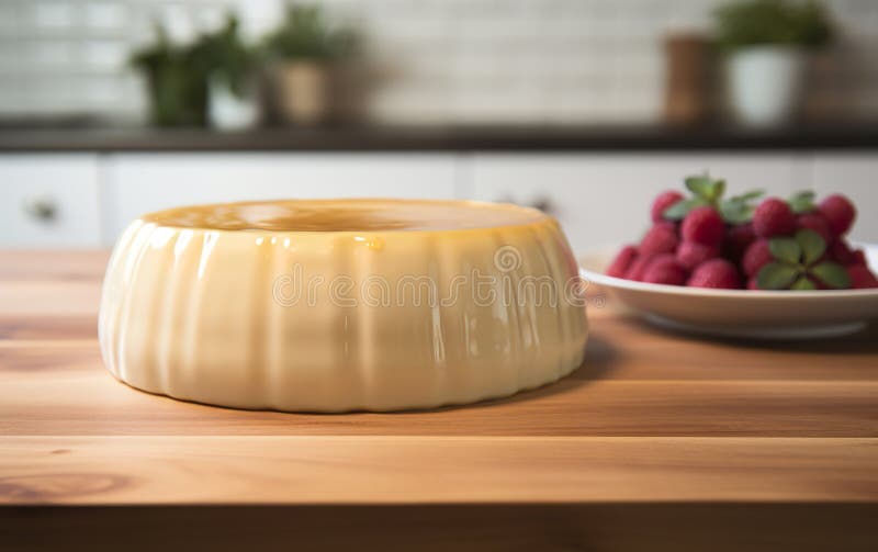 A Delicious Pudding Rests on Top of a Wooden Table. Stock Illustration ...