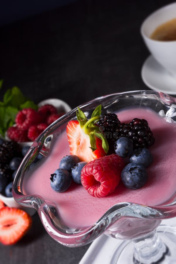 Delicious Pudding with Wild Berry Stock Photo - Image of glass ...