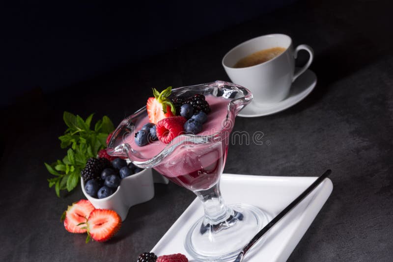 Delicious Pudding with Wild Berry Stock Image - Image of dessert ...