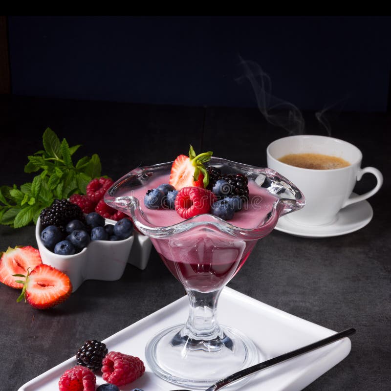 Delicious Pudding with Wild Berry Stock Photo - Image of berry, food ...