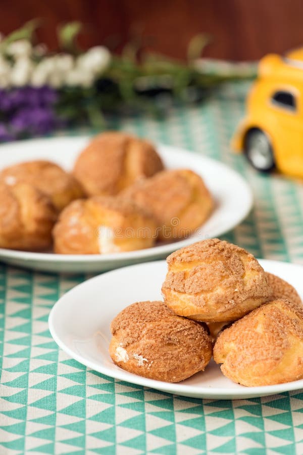 Delicious puffs stock image. Image of cream, dessert - 107610859