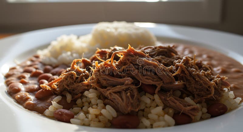Pulled Pork, Rice, and Beans Stock Illustration - Illustration of ...