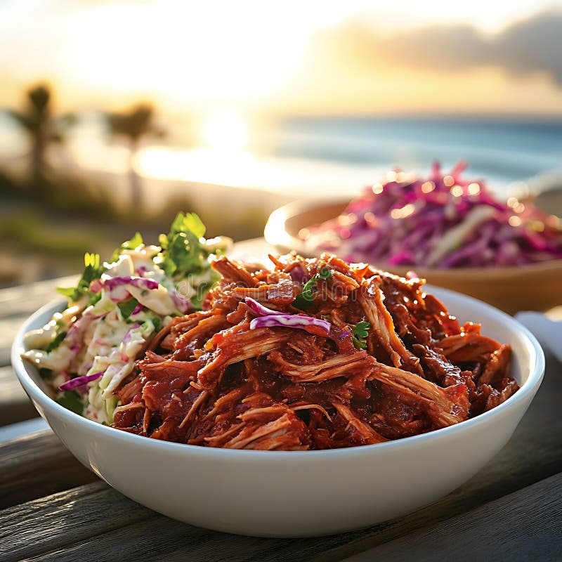 Delicious Pulled Pork Steaming in Cast Iron Skillet Outdoors Stock Illustration - Illustration ...