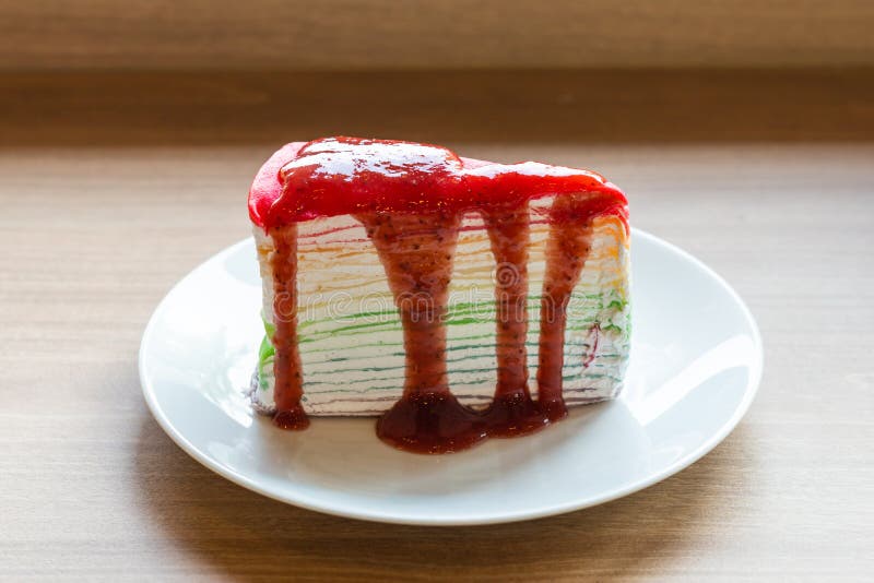 Delicious Rainbow Cake on Plate Stock Image - Image of slice, gourmet ...