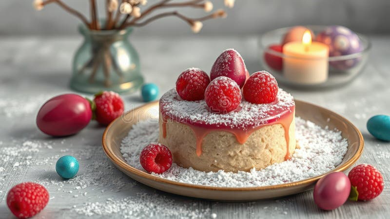 Delicious Raspberry Cake with Colorful Decorations on a Festive Table ...