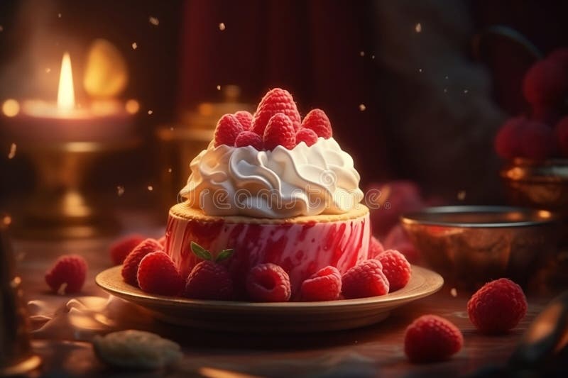 Delicious Raspberry Cake, Dessert. Generative AI. Stock Illustration ...