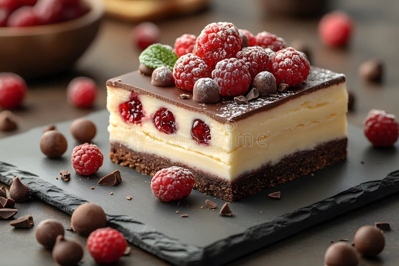 Delicious Raspberry Chocolate Cheesecake Slice for Dessert Inspiration ...