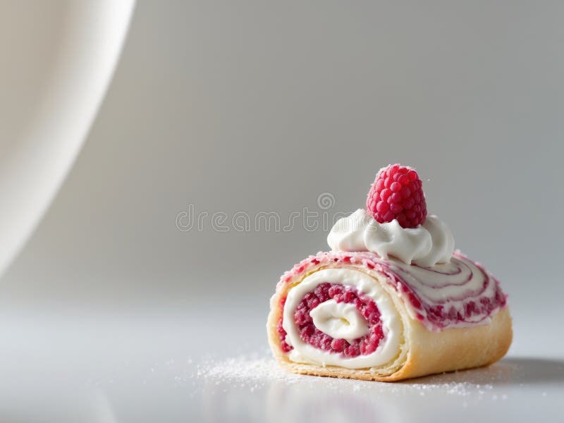 Delicious Raspberry Cream Roll Pastry Dessert Stock Photo - Image of ...
