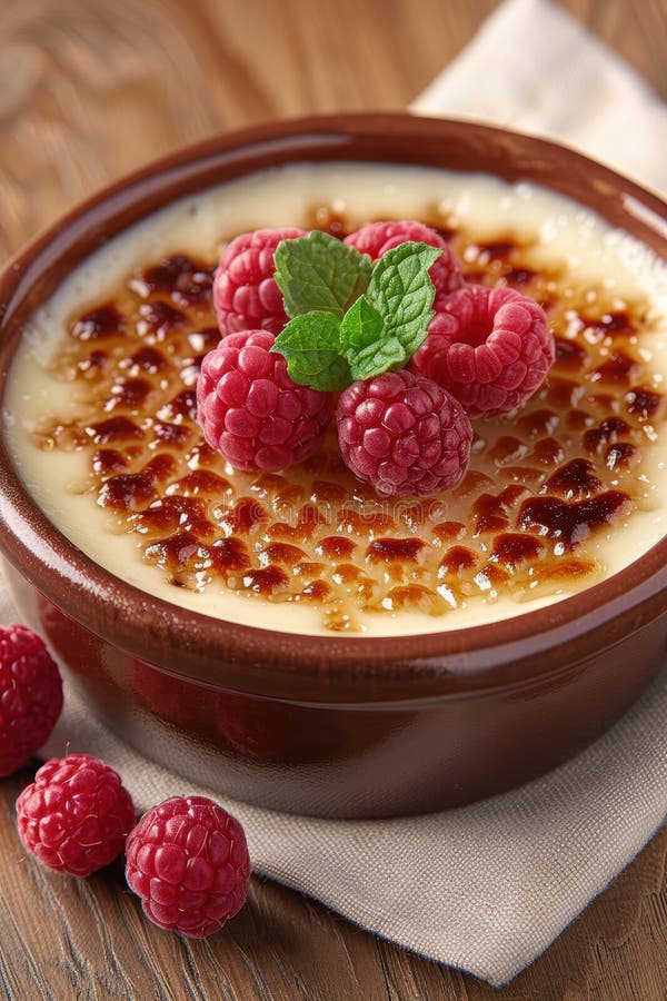 Delicious Raspberry Creme Brulee Dessert Stock Illustration ...