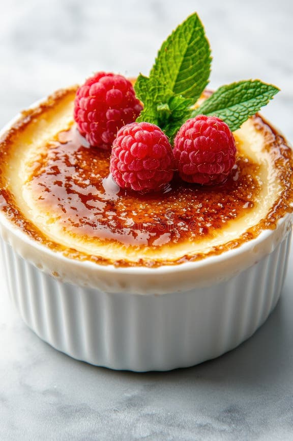 Delicious Raspberry Dessert with Caramelized Custard Stock Illustration - Illustration of ...