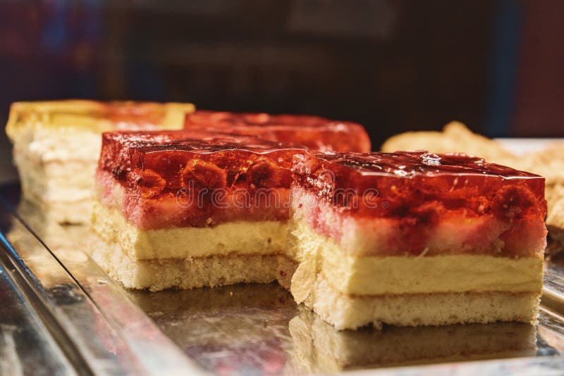 Raspberry Jelly Cake with Creamy Layers Stock Photo - Image of dairy ...