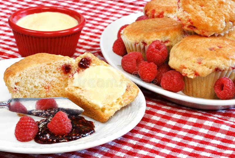 Delicious Raspberry Muffins Stock Image - Image of knife, white: 21868355