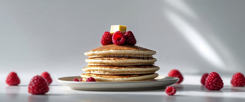 Delicious Raspberry Pancakes Stack - Sweet Treat Recipe. Stock Photo - Image of pancakes ...