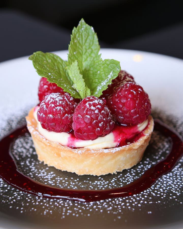 Delicious Raspberry Tart with Mint Garnish Stock Illustration ...