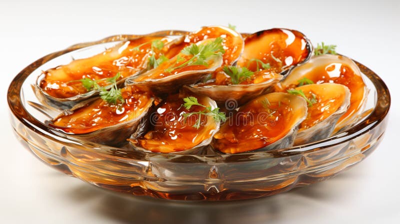 Delicious Raw Abalone in a Plate on White Background Stock Image ...