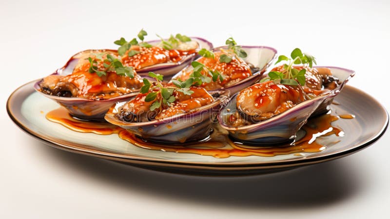 Delicious Raw Abalone in a Plate on White Background Stock Photo ...