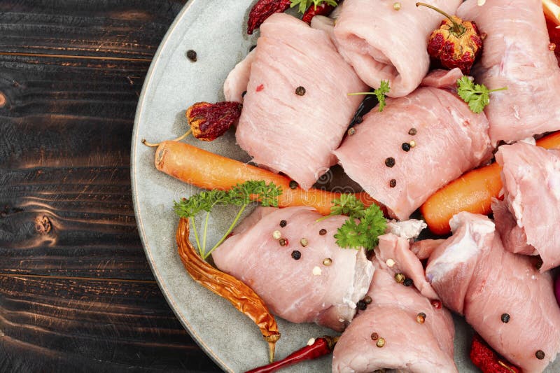 Pork Meat Baked with Vegetables and Plums Stock Image - Image of roast ...