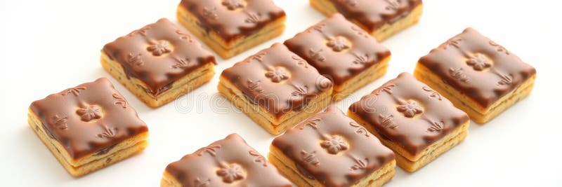 Delicious Rectangular Biscuits Topped with Chocolate Arranged Neatly on ...
