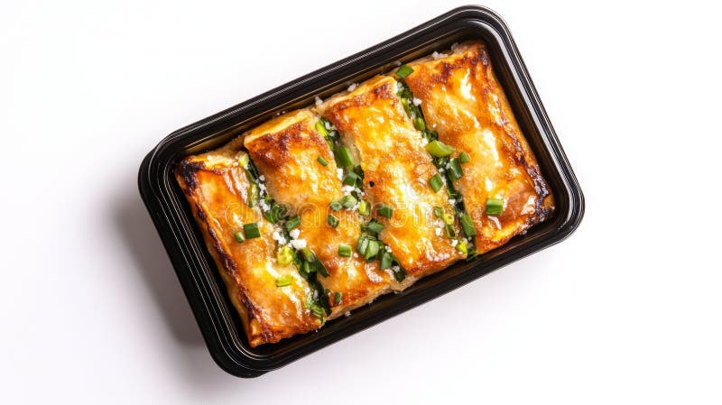 Delicious Rectangular Food in Black Plastic Container on White ...