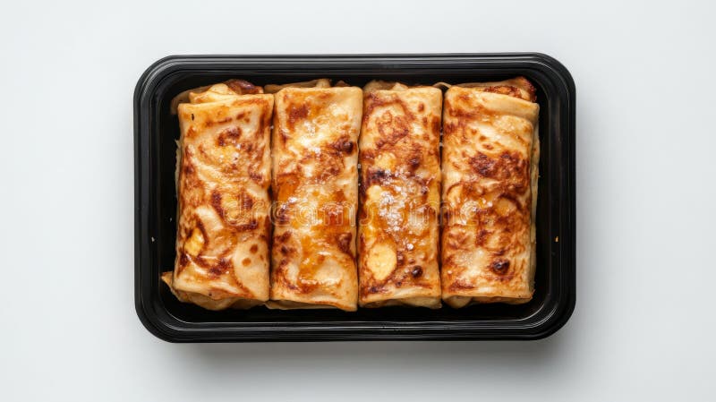 Delicious Rectangular Food Served in Black Plastic Container Stock ...