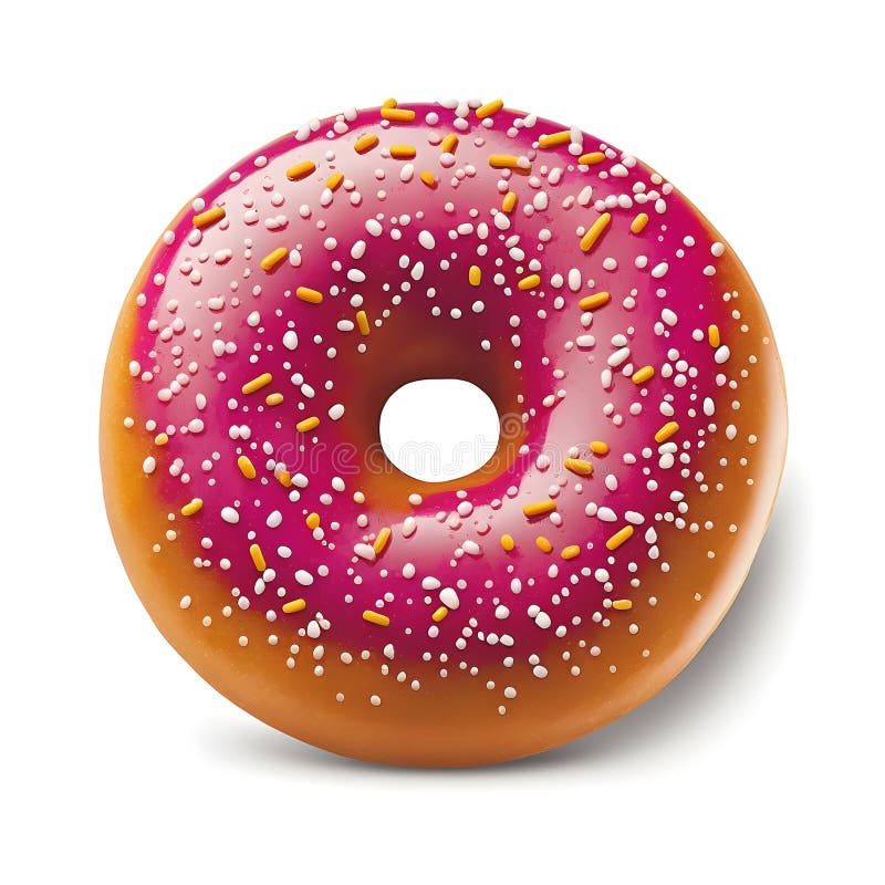 Delicious Red Donut Isolated on White Background Stock Illustration ...