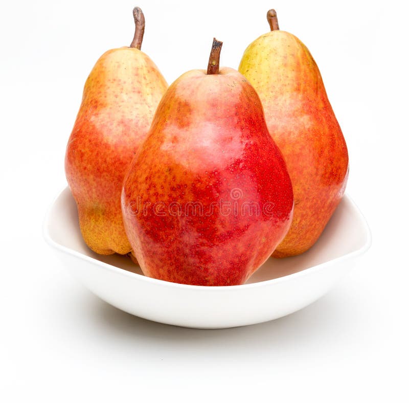 Delicious Red Pears on White Plate. Stock Image - Image of ripe, color ...