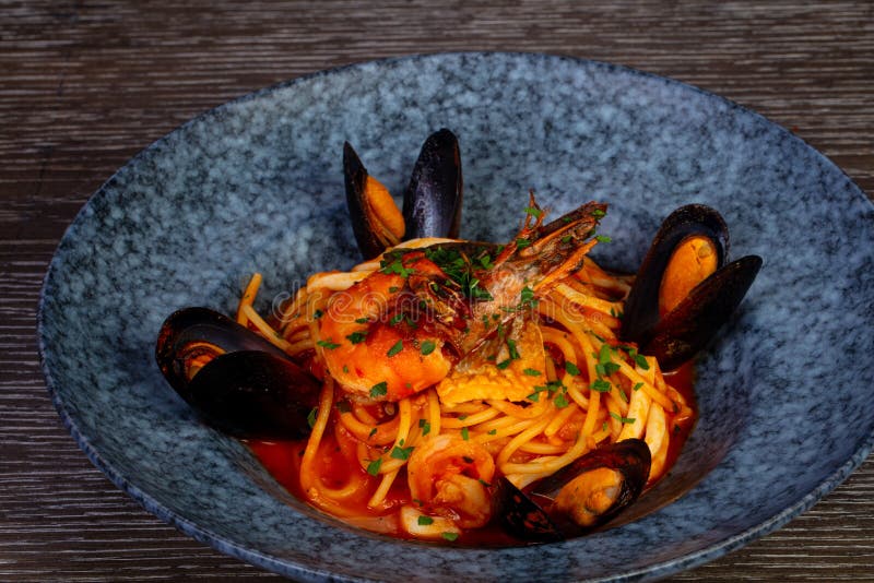 Delicious red spaghetti stock photo. Image of food, closeup - 121075892