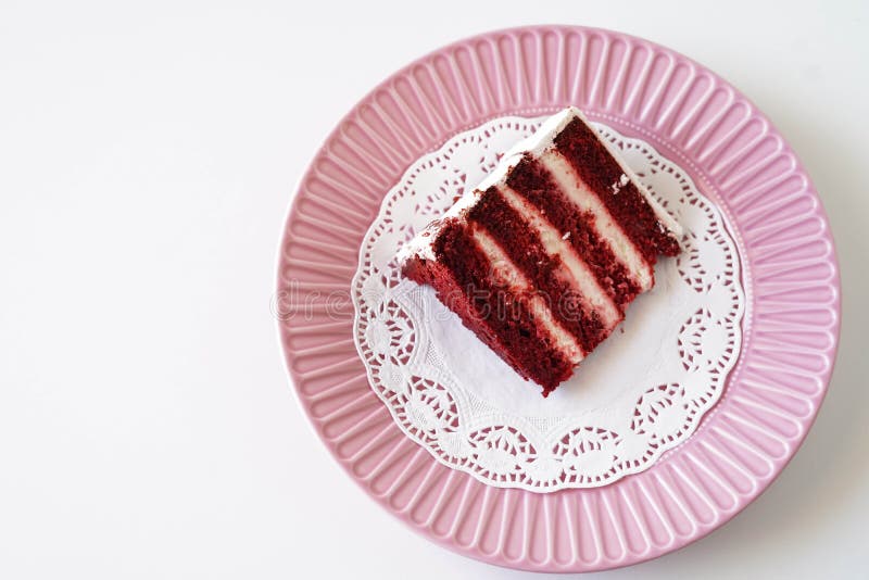 Red velvet cake portion stock image. Image of plant - 238246705