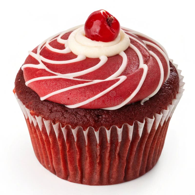 Delicious Red Velvet Cupcake Isolated on White Background Stock ...