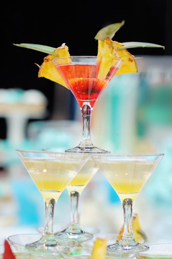 Delicious Red and Yellow Cocktail Tower Stock Image - Image of flavors ...