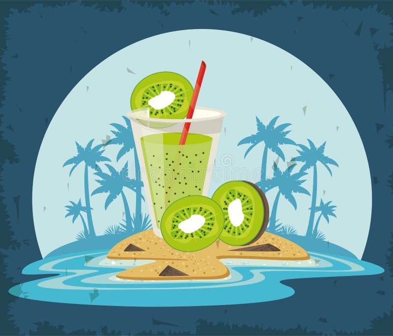 Delicious and Refreshment Drink on Beach Stock Vector - Illustration of ...