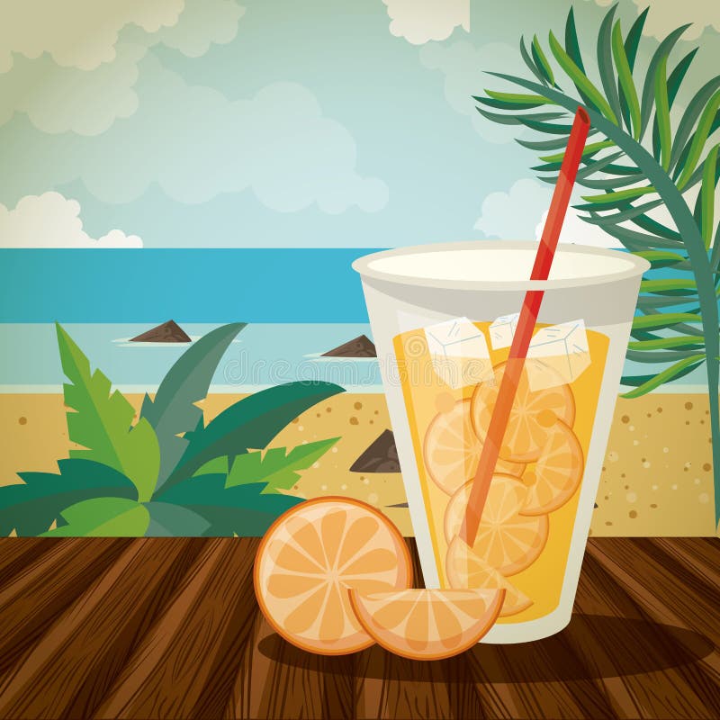 Delicious and Refreshment Drink on Beach Stock Vector - Illustration of ...