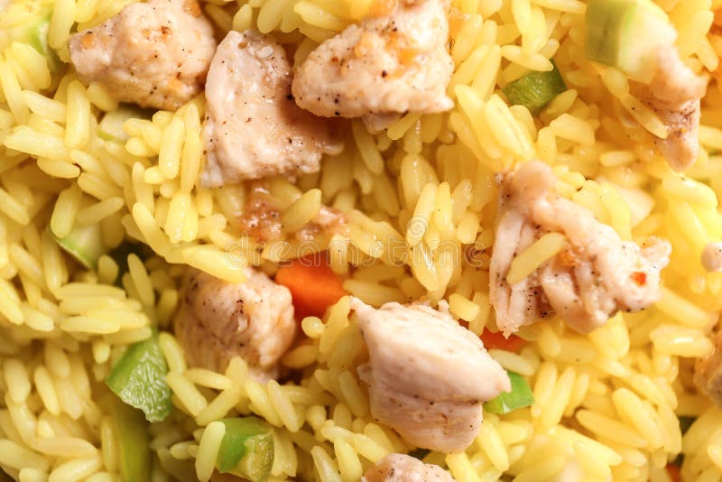Delicious Rice with Meat and Vegetables, Closeup Stock Image - Image of ...