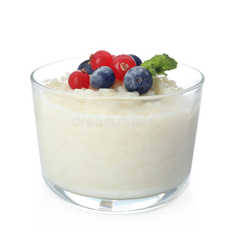 Delicious Rice Pudding with Berries Isolated Stock Image - Image of ...