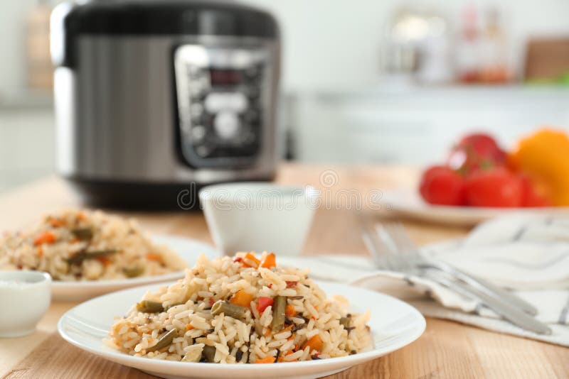 Delicious Rice with Vegetables and Multi Cooker Stock Photo - Image of ...
