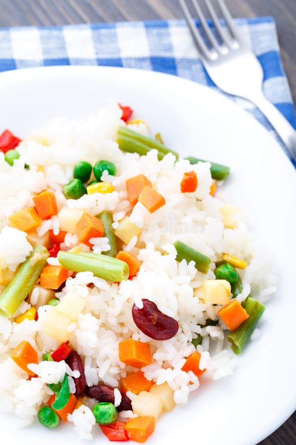 Delicious Rice with Vegetables Stock Image - Image of green, cuisine ...