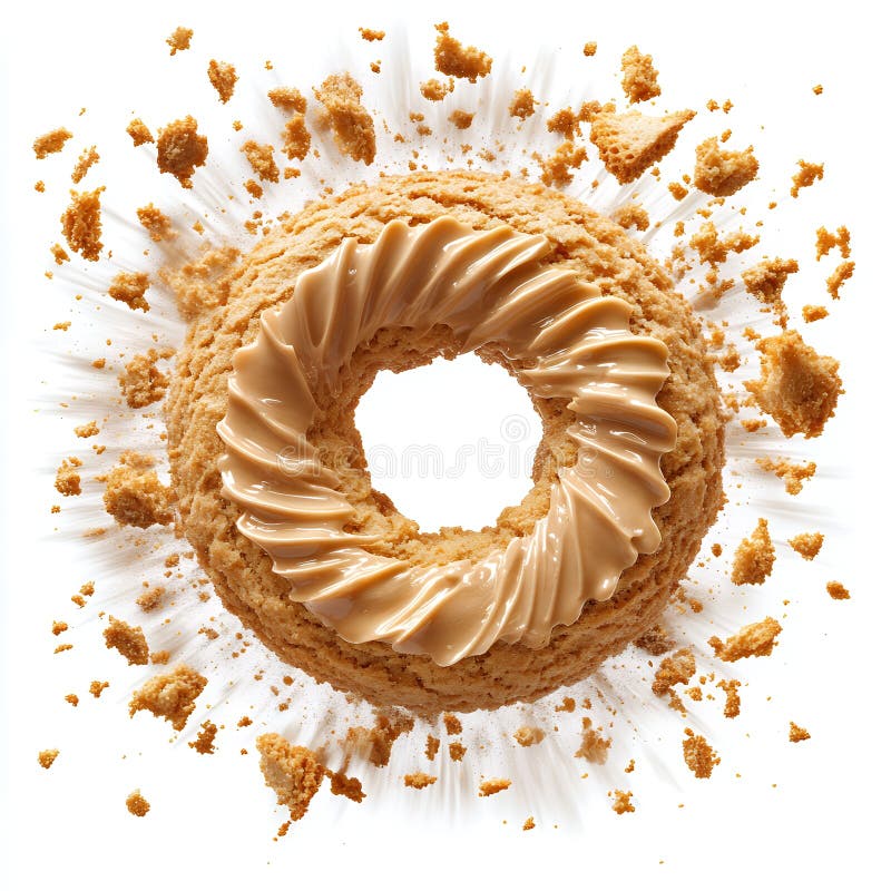 Delicious Ring Shaped Cookie Exploding with Caramel Cream Filling Stock ...