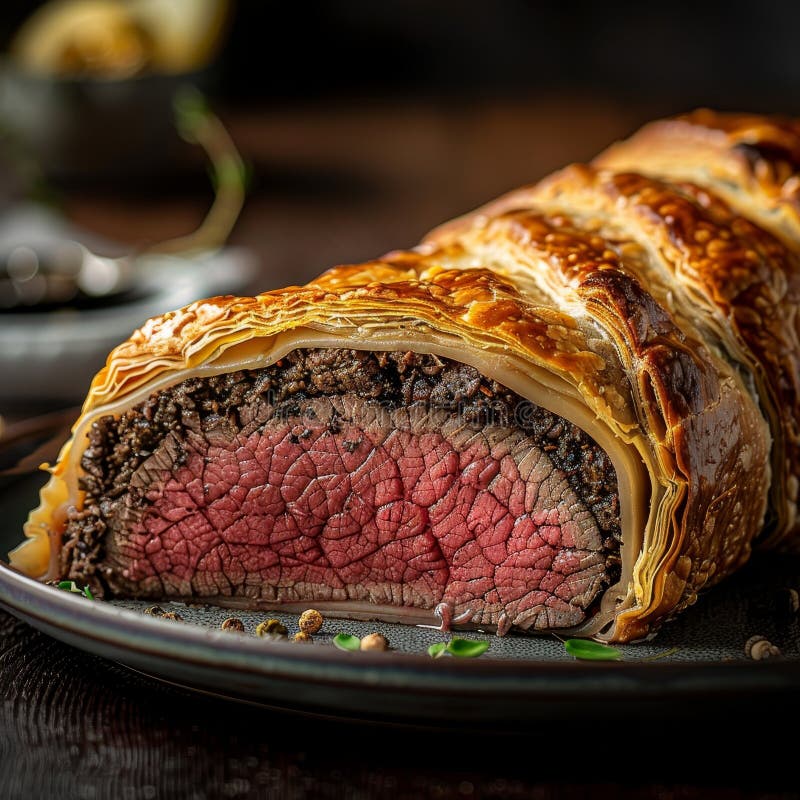 Delicious Roast Beef with Golden Pastry Crust Stock Illustration ...
