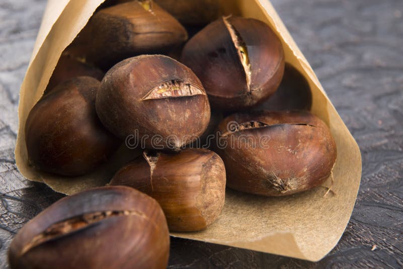 Delicious Roasted Chestnuts Stock Image - Image of chestnut, paper ...