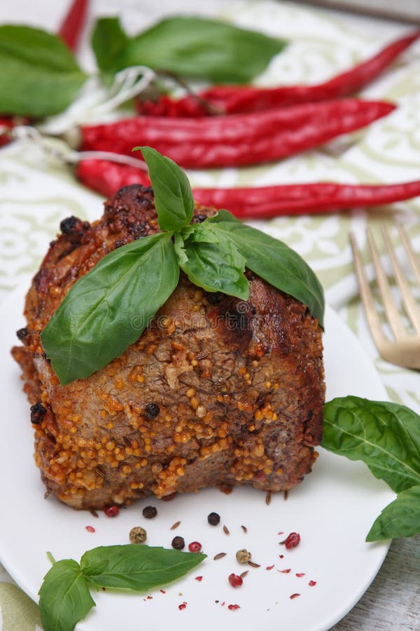 Delicious roasted meat stock image. Image of pork, meat - 28098887