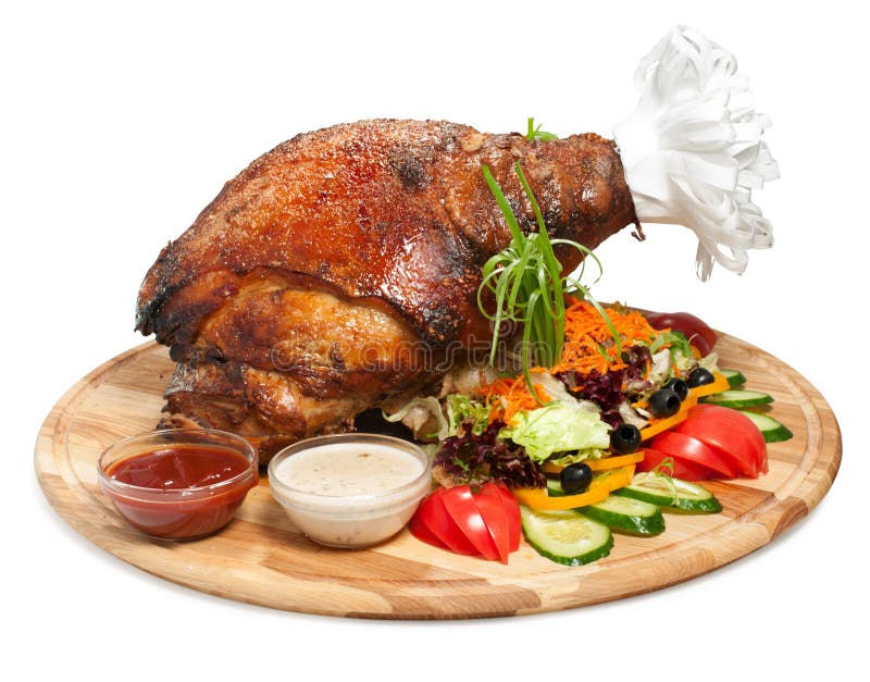 Delicious Roasted Pork Leg with Vegetables Stock Image - Image of meat ...