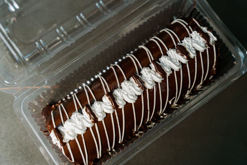 Delicious Roll Cake in Plastic Packaging Stock Image - Image of ...