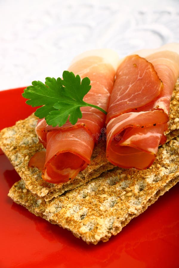 Delicious Rolled Smoked Ham Stock Photo - Image of nutrition, bread ...