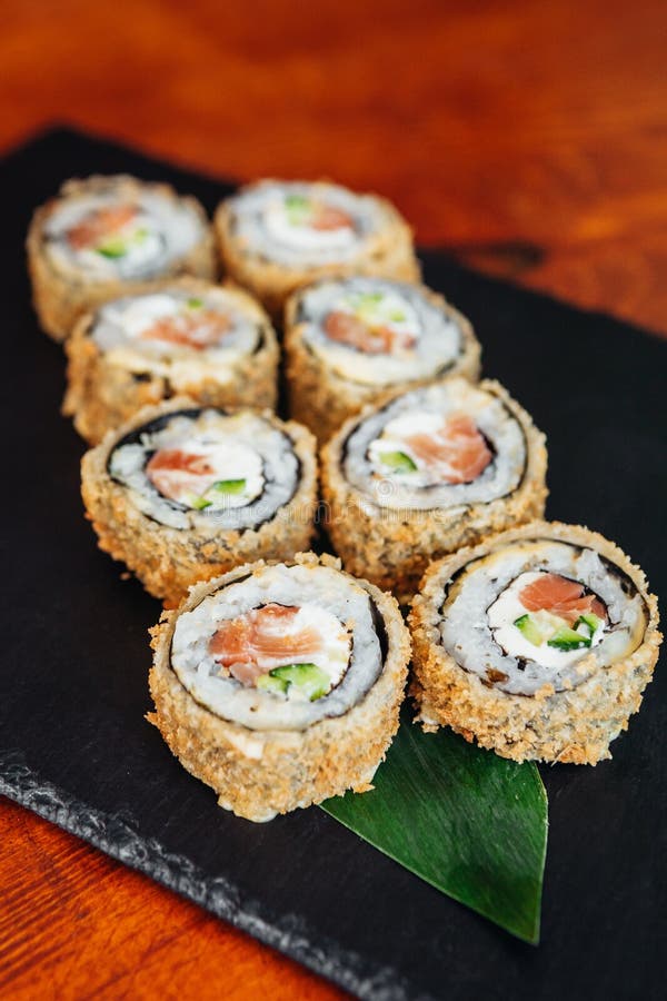 Delicious Rolls with Fish and Cheese Stock Image - Image of dinner ...