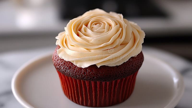 Delicious Rose-topped Red Velvet Cupcake Stock Illustration ...