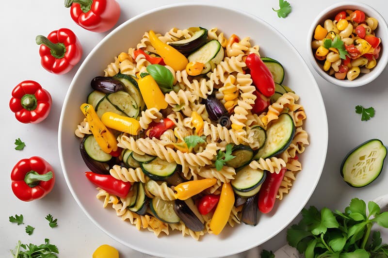 Delicious Rotini Pasta Salad with Roasted Vegetables and Herbs Stock ...