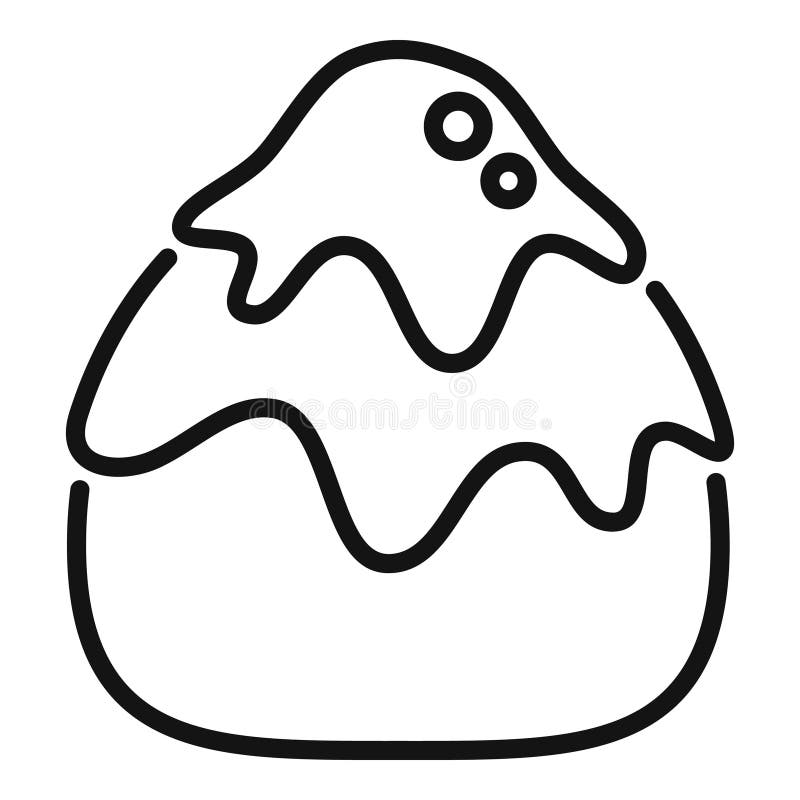 Delicious Round Cake with Cream Topping Dripping Icon Outline Stock ...