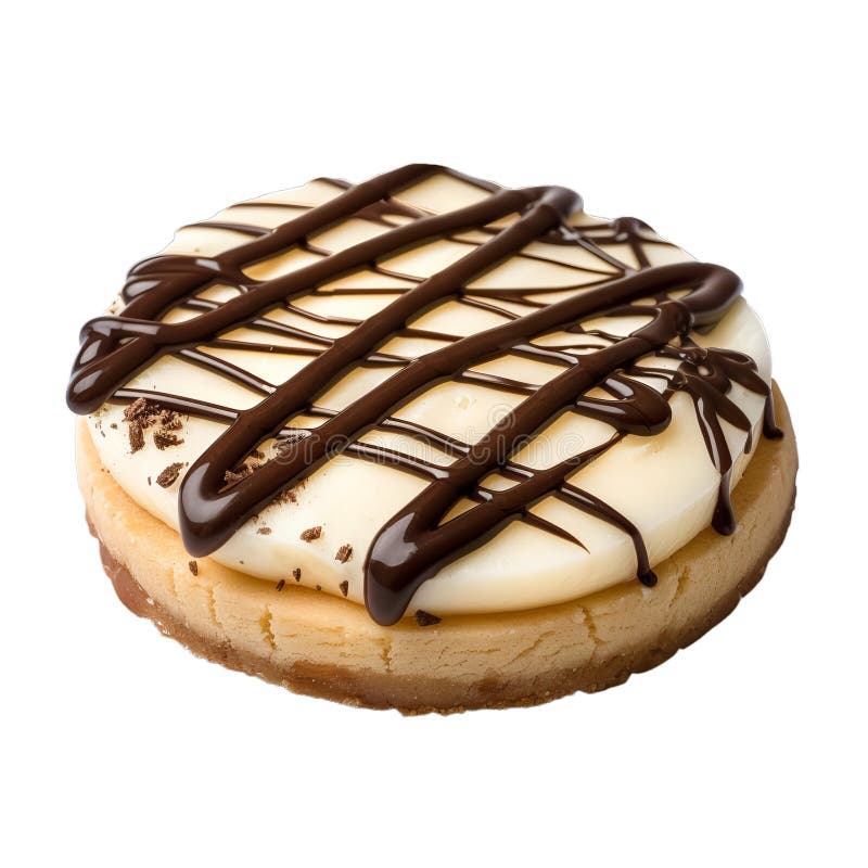Delicious Round Cookie with White Chocolate and Chocolate Syrup Drizzle ...